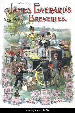 Victorian Advertising Illustration poster for beer Circa 1899 Stock ...