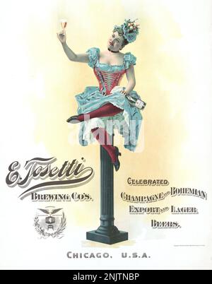 Victorian Advertising Illustration poster for beer Circa 1899 Stock ...