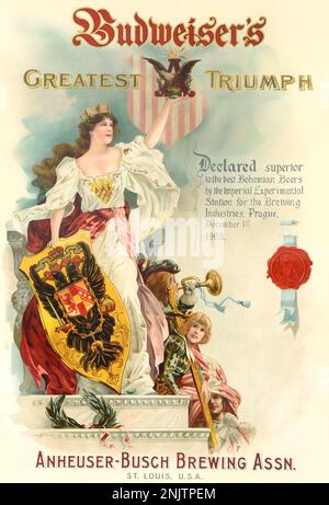 Victorian Advertising Illustration poster for beer Circa 1899 Stock ...