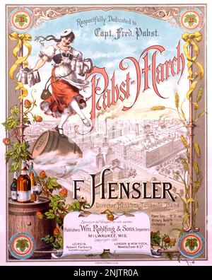 Victorian Advertising Illustration poster for beer Circa 1899 Stock ...