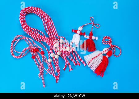 Bulgarian symbols of spring, many different white and red martenitsa on ...