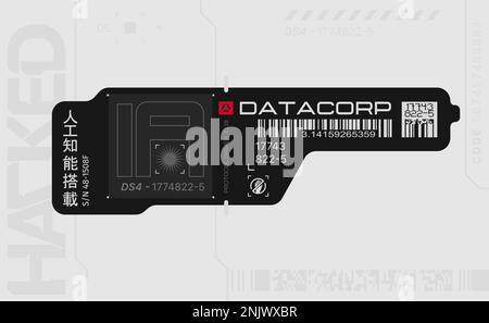 Cyberpunk black stickers. Danger warning label with AI control, extreme ...