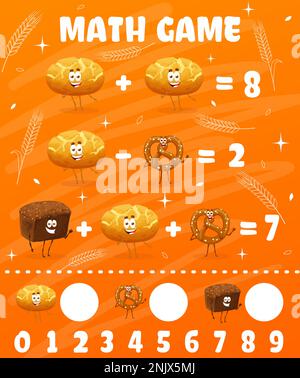 addition and subtraction task with cartoon food characters Stock Vector ...