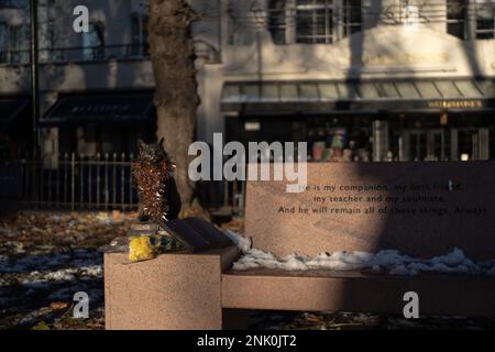 Bob the cat memorial statue, Islington green, London, United Kingdom ...