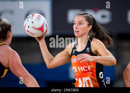 SYDNEY, AUSTRALIA - JUNE 11: Amy Parmenter of the Giants Netball blocks ...