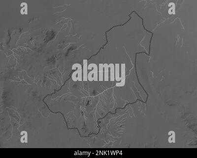 Al Qasim, region of Saudi Arabia. Grayscale elevation map with lakes ...