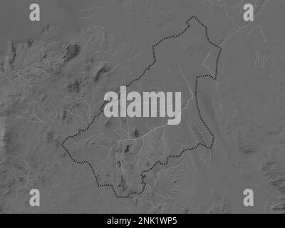 Al Qasim, region of Saudi Arabia. Grayscale elevation map with lakes ...