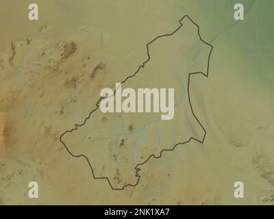 Al Qasim, region of Saudi Arabia. Grayscale elevation map with lakes ...