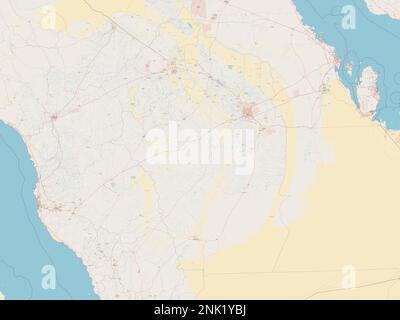 Ar Riyad, region of Saudi Arabia. Bilevel elevation map with lakes and ...