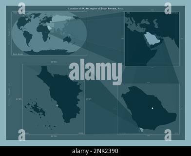 Jazan, region of Saudi Arabia. Solid color shape. Locations and names ...