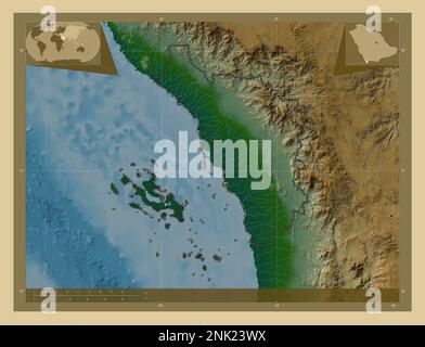 Jazan, region of Saudi Arabia. Elevation map colored in wiki style with ...