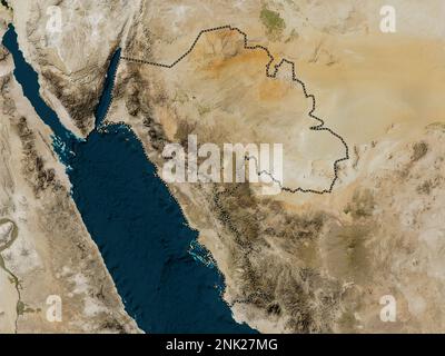 Tabuk, region of Saudi Arabia. Low resolution satellite map. Locations ...