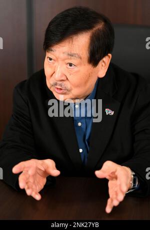 Japanese Egyptologist Sakuji Yoshimura speaks during an interview in ...