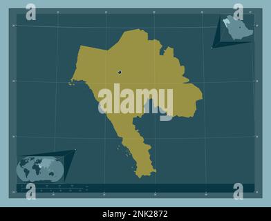 Tabuk, region of Saudi Arabia. Solid color shape. Locations and names ...