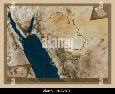 Tabuk, region of Saudi Arabia. Low resolution satellite map. Locations ...