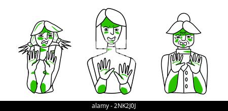 Old woman with emotion of disgust. Disgusted mood half body grandmother ...