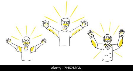 happy young man open arms cartoon vector illustration Stock Vector ...