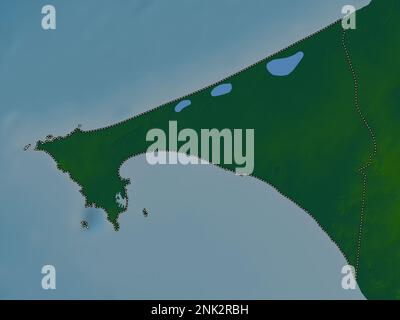 Dakar, region of Senegal. Colored elevation map with lakes and rivers ...