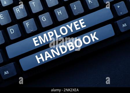 Hand writing sign Employee Handbook. Concept meaning Document that ...