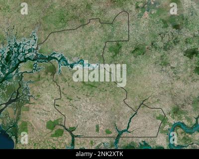 Kaolack, region of Senegal. High resolution satellite map. Locations of major cities of the ...