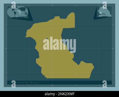 Kaolack, region of Senegal. Solid color shape. Locations of major ...