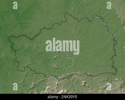 Kedougou, region of Senegal. Colored elevation map with lakes and ...