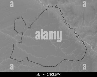 Matam, region of Senegal. Grayscale elevation map with lakes and rivers ...