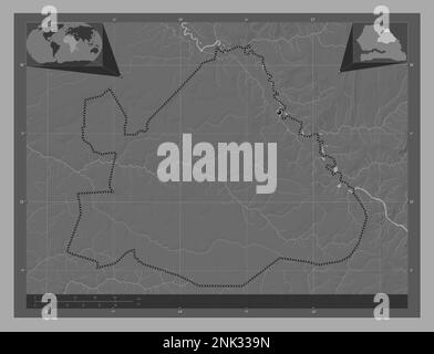 Matam, region of Senegal. Bilevel elevation map with lakes and rivers ...