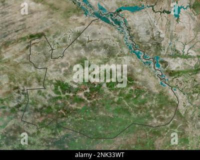 Matam, region of Senegal. High resolution satellite map. Locations of major cities of the region ...