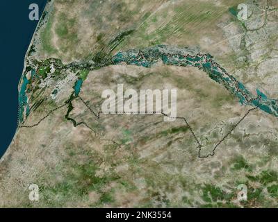 Saint-Louis, region of Senegal. High resolution satellite map. Corner auxiliary location maps ...