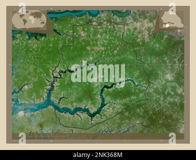 Sedhiou, region of Senegal. High resolution satellite map. Corner ...