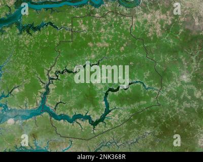 Sedhiou, region of Senegal. High resolution satellite map. Locations of major cities of the ...