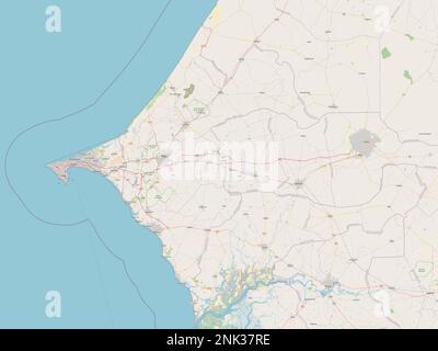 Thies, region of Senegal. Open Street Map. Locations of major cities of ...