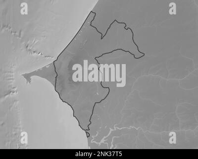 Thies, region of Senegal. Grayscale elevation map with lakes and rivers ...
