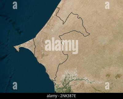 Thies, region of Senegal. Low resolution satellite map. Locations of ...
