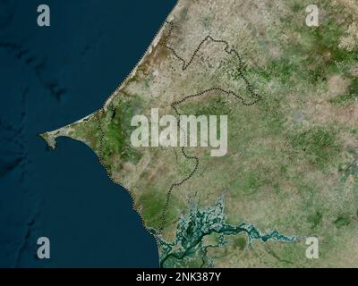 Thies, region of Senegal. High resolution satellite map. Locations and names of major cities of ...