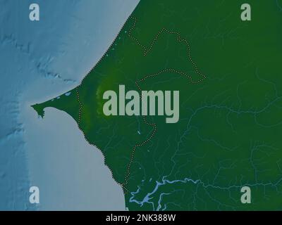 Thies, region of Senegal. Elevation map colored in wiki style with ...