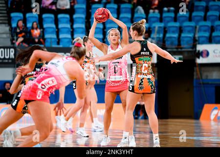 Tayla Williams of the Thunderbirds passes the ball during the Round 6 ...