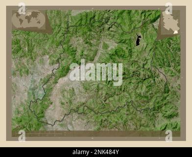 Pcinjski, district of Serbia. High resolution satellite map. Locations ...