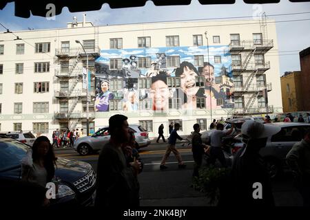 The Ping Yuen Mural on Stockton Street in Chinatown San Francisco ...