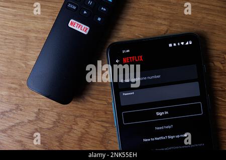 Netflix login on smartphone display. New password sharing rules on ...