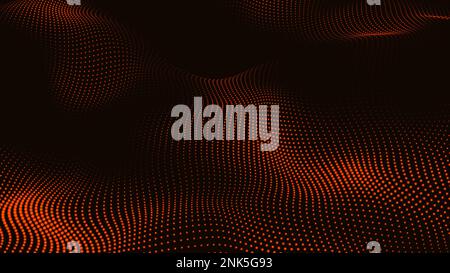 Red color Abstract Trapcode Form digital particle wave. Animation cyber ...