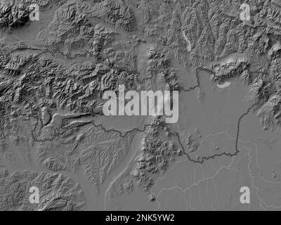 Kosicky, region of Slovakia. Bilevel elevation map with lakes and ...