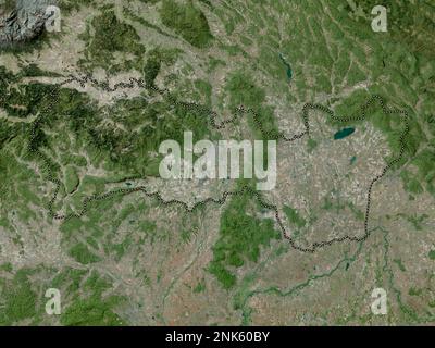 Kosicky, region of Slovakia. High resolution satellite map. Corner ...
