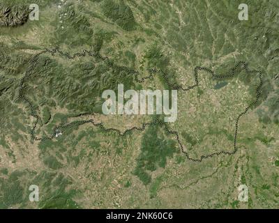 Kosicky, region of Slovakia. Low resolution satellite map. Locations of ...