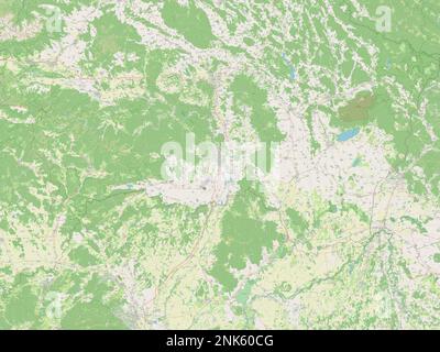 Kosicky, region of Slovakia. Open Street Map. Locations of major cities ...