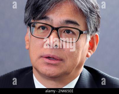 Fujitsu Limited President Takahito Tokita speaks during an interview at ...