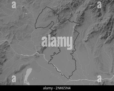 Trnavsky, region of Slovakia. Grayscale elevation map with lakes and ...