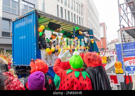 Osnabrueck, Germany - February 19, 2023: people celebrate the carnival ...