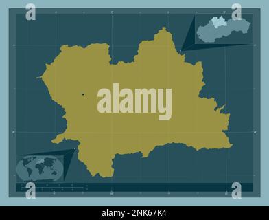 Zilinsky, region of Slovakia. Solid color shape. Locations and names of ...